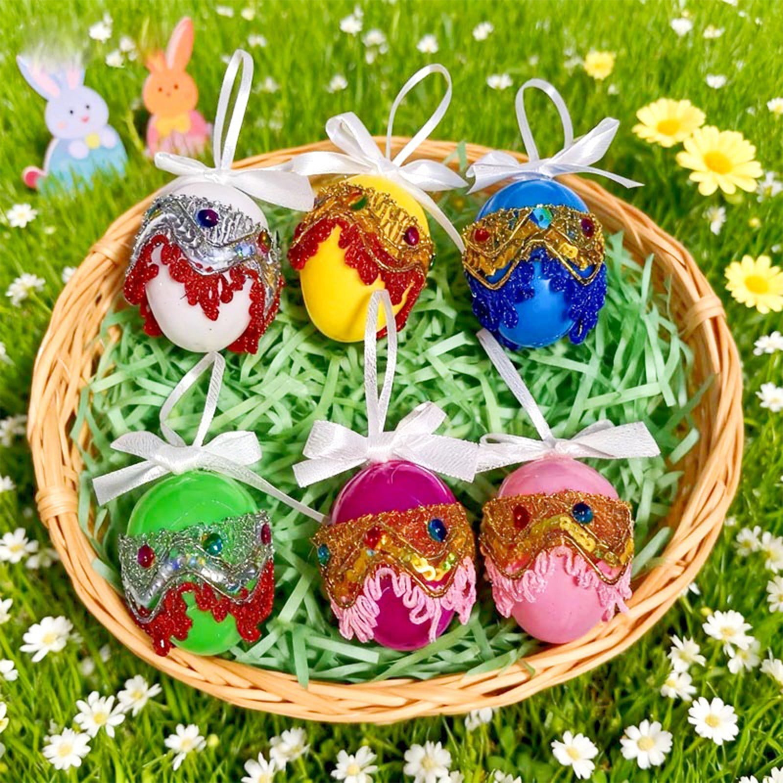 Easter Egg Pendant 6cm Plastic Hanging Ribbon Bow Decoration | Assorted ...