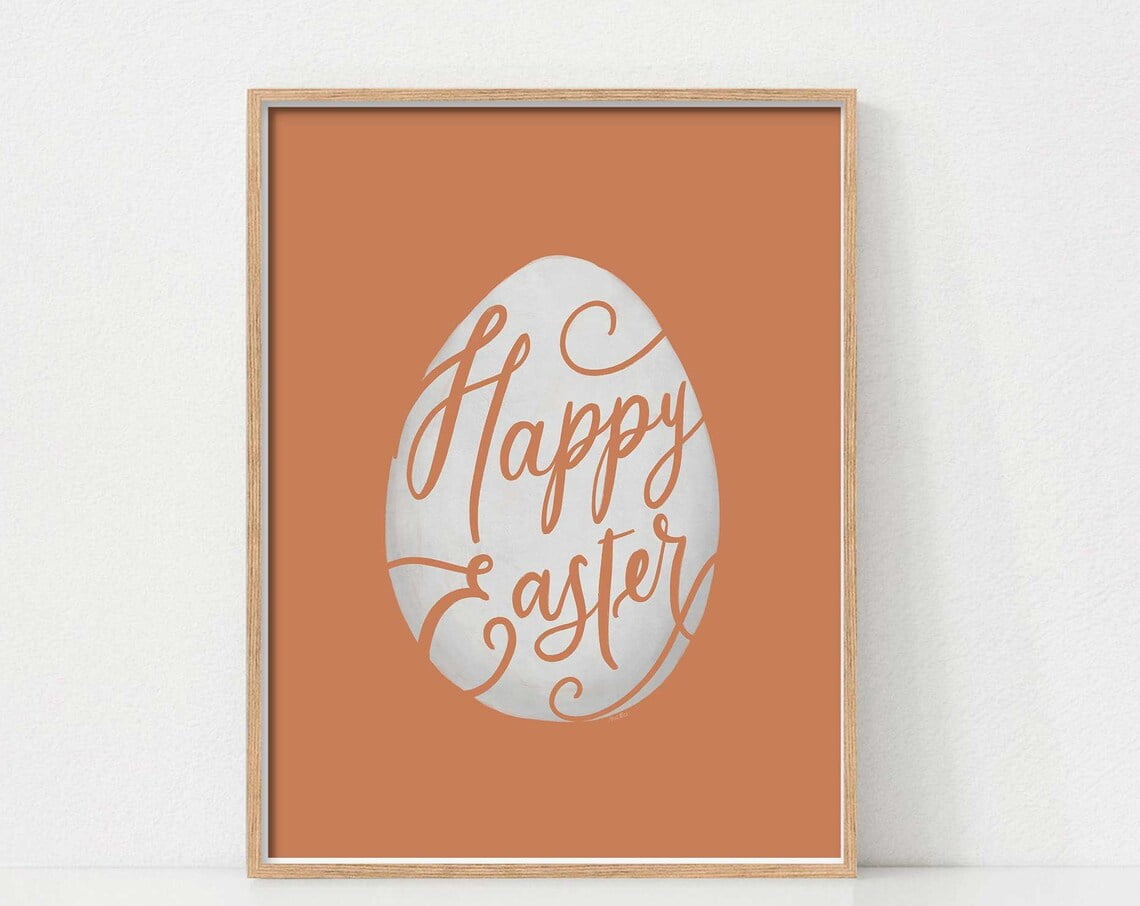 Easter Egg Print, Easter Wall Art, Boho Easter Decor, Happy Easter Wall ...