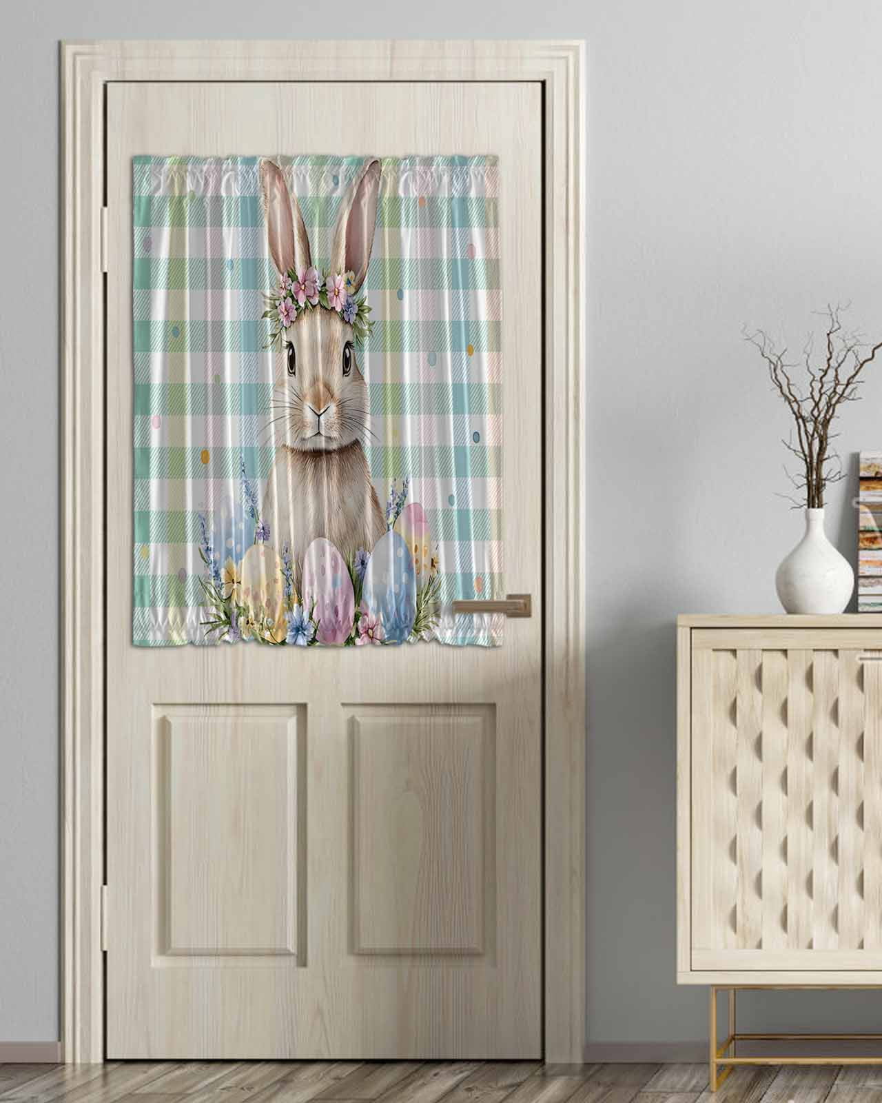 Easter Egg Rabbit Blackout Door Curtains for French, Glass,Front, Back ...
