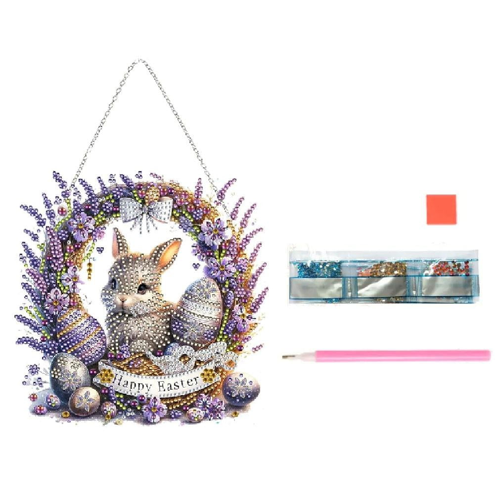 Easter Egg Rabbit Diamond Art Hanging Kit for Adult, Special Shaped ...