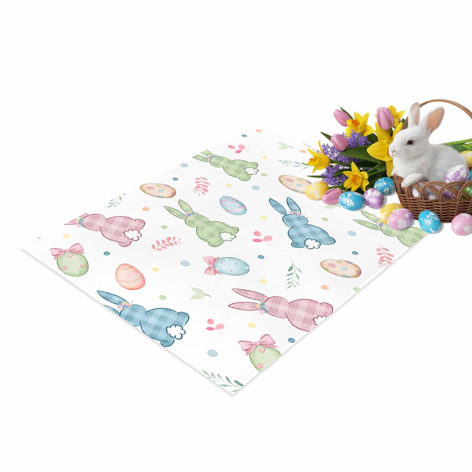 Easter Egg Rabbit Door Mat Colorful Point Non Slip Absorbent Entrance ...