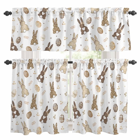 Easter Egg Rabbit Kitchen Curtains and Valances Set, Brown Point Spring ...