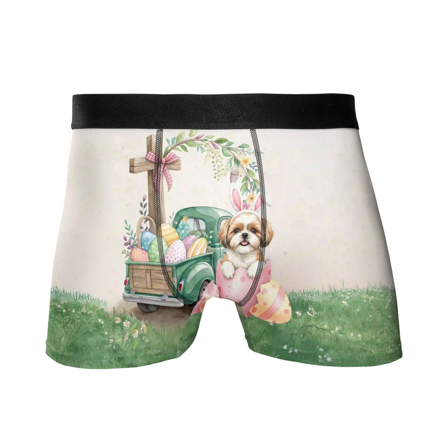Easter Egg Shih Tzu Bunny Ear Welcome Spring Truck All Over Print Boxer ...