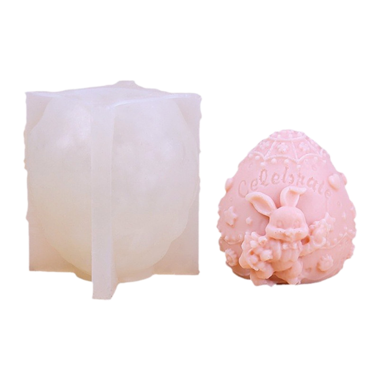 Easter Egg Silicone Mold, Cartoon Bunny with Flower Silicone Mold for ...