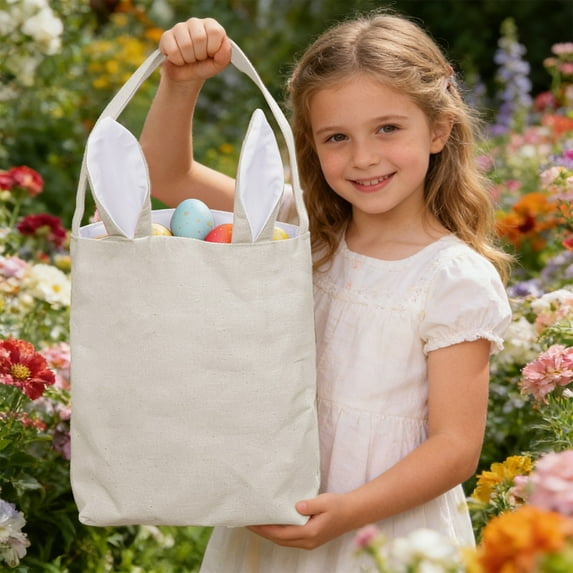 Easter Egg Storage Tote Bag | Canvas Rabbits Design | 30x30 cm Large ...