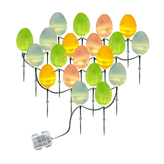 Easter Egg String Lights, Outdoor LED Floor Lamp with Remote Control, 8 ...
