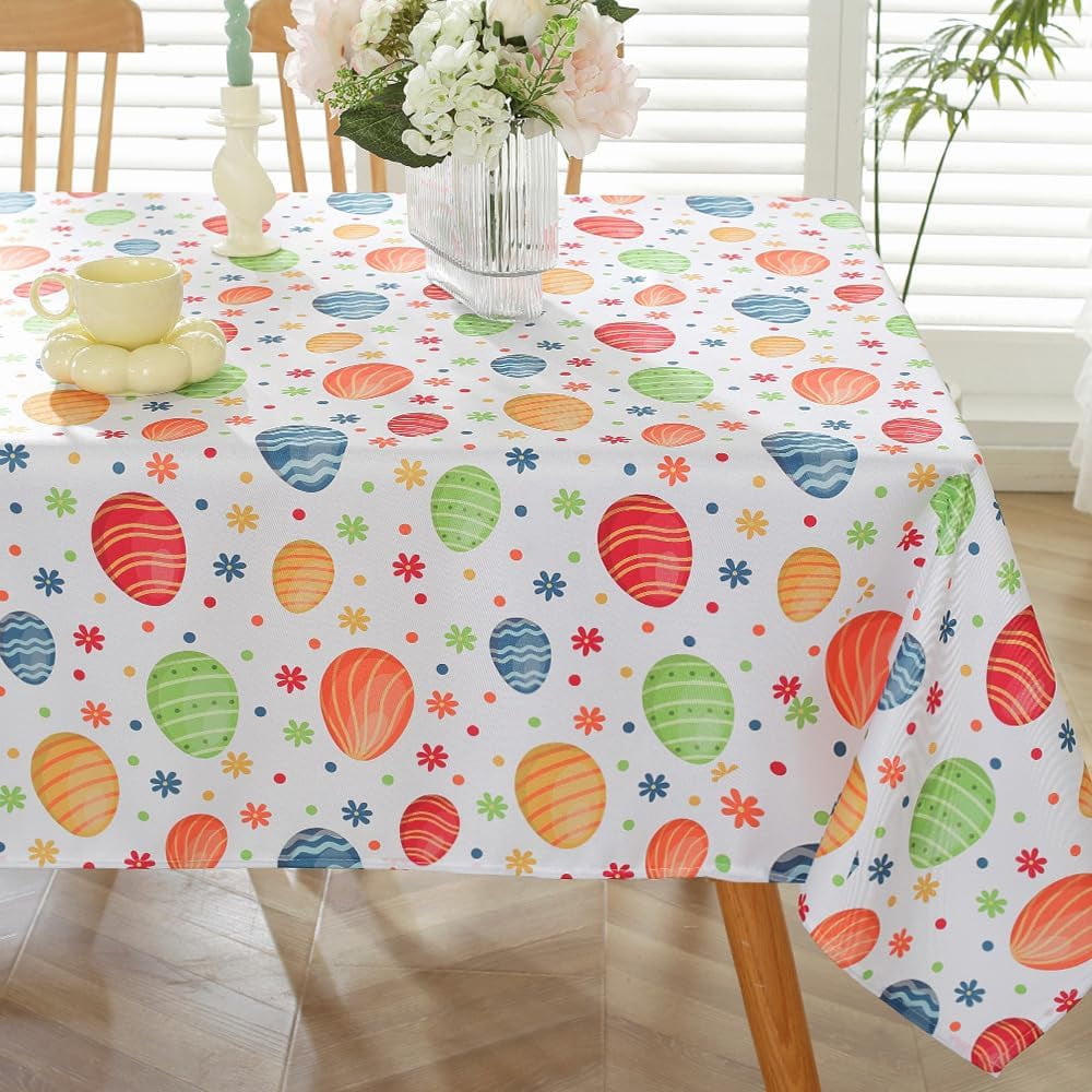 Easter Egg Table Cloth Rectangle 60x84 Inch,Washable Spring Tablecloth ...