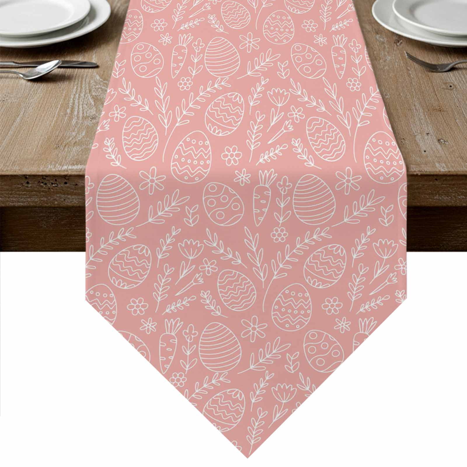 Easter Egg Table Runner Linen Burlap Table Runner 120 Inches Long Pink ...
