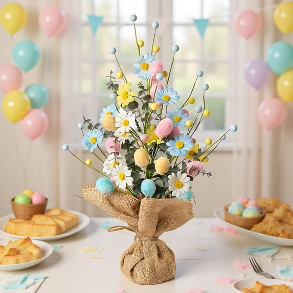 Easter Egg Tree Potted Bonsai Decoration - Festive Tabletop Tree ...