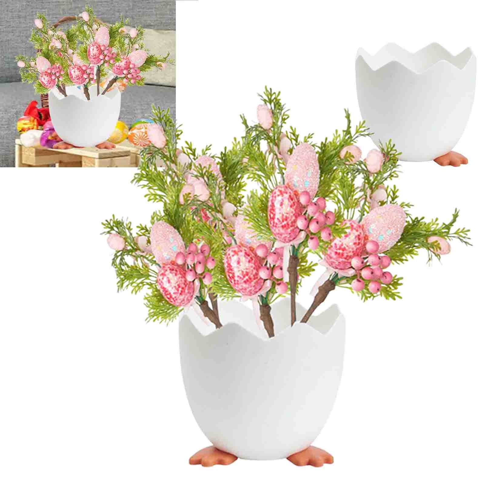 Easter Egg Vase, Vintage White Egg Ceramic Egg Feet Holders Easter ...