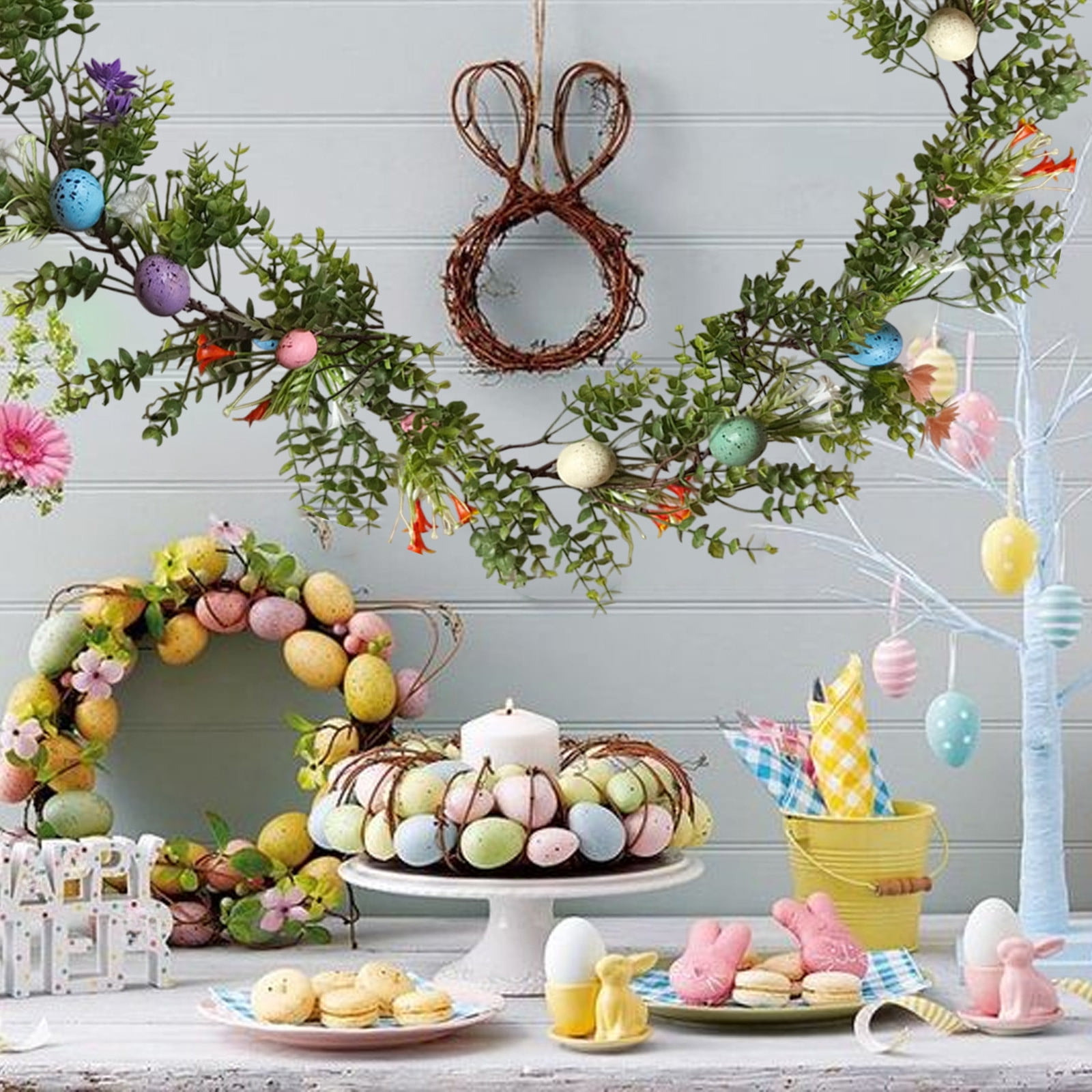 Easter Egg Vines, 74.8in Door Decorations with Branches and Leaves ...