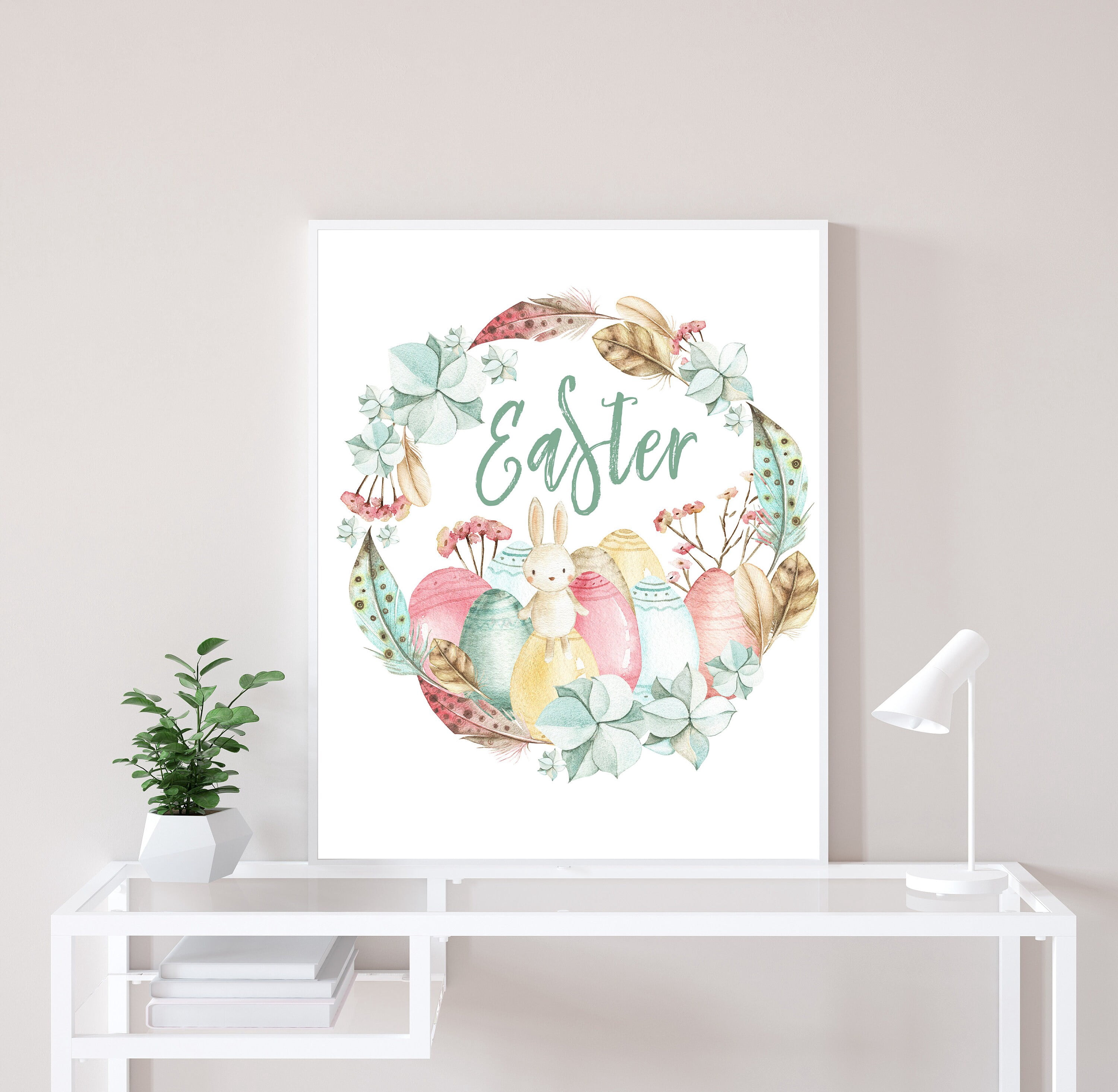 Easter Egg Wall Print, Easter Bunny Poster, Nursery Print, Kitchen Wall ...