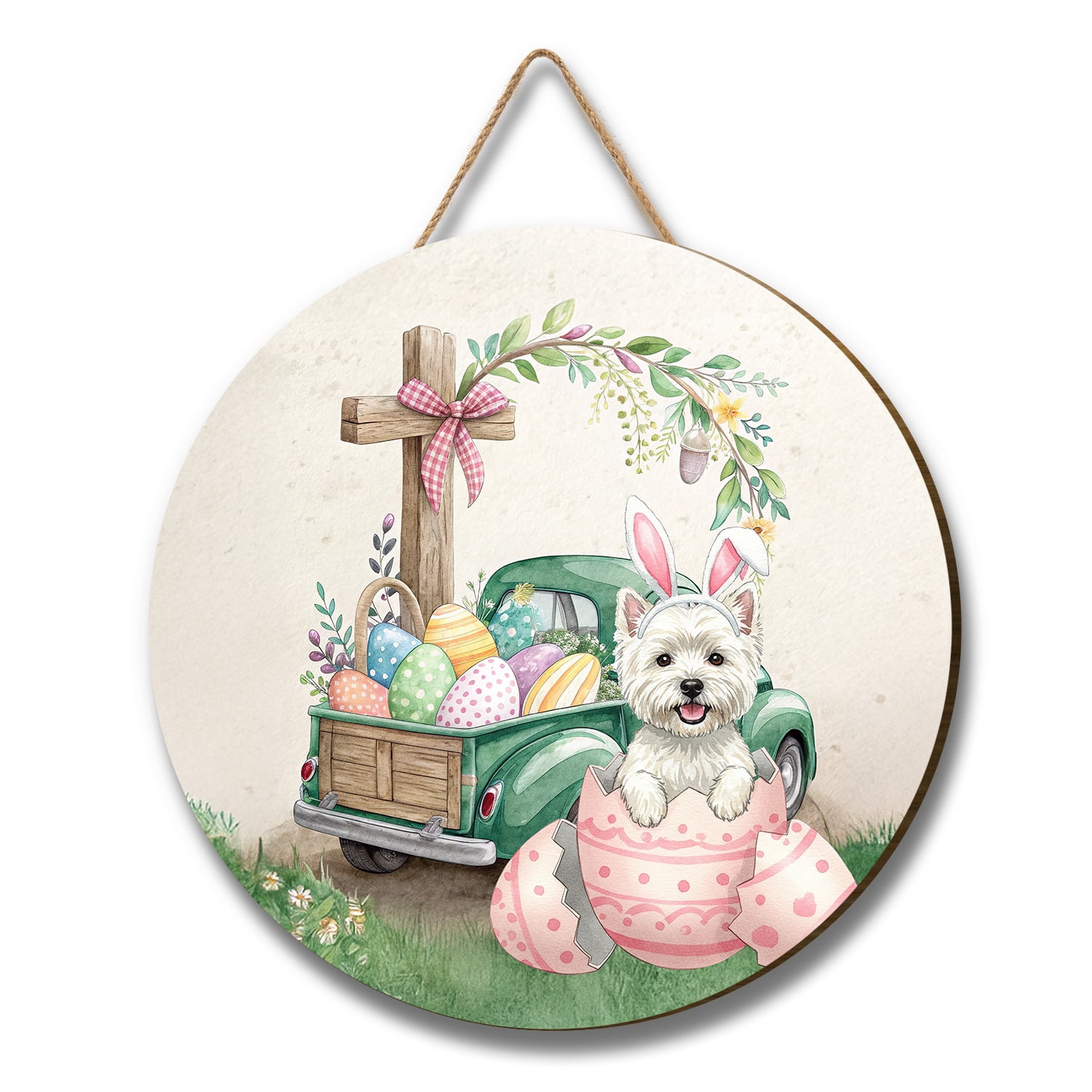 Easter Egg West Highland White Terrier Bunny Ear Welcome Spring Truck ...