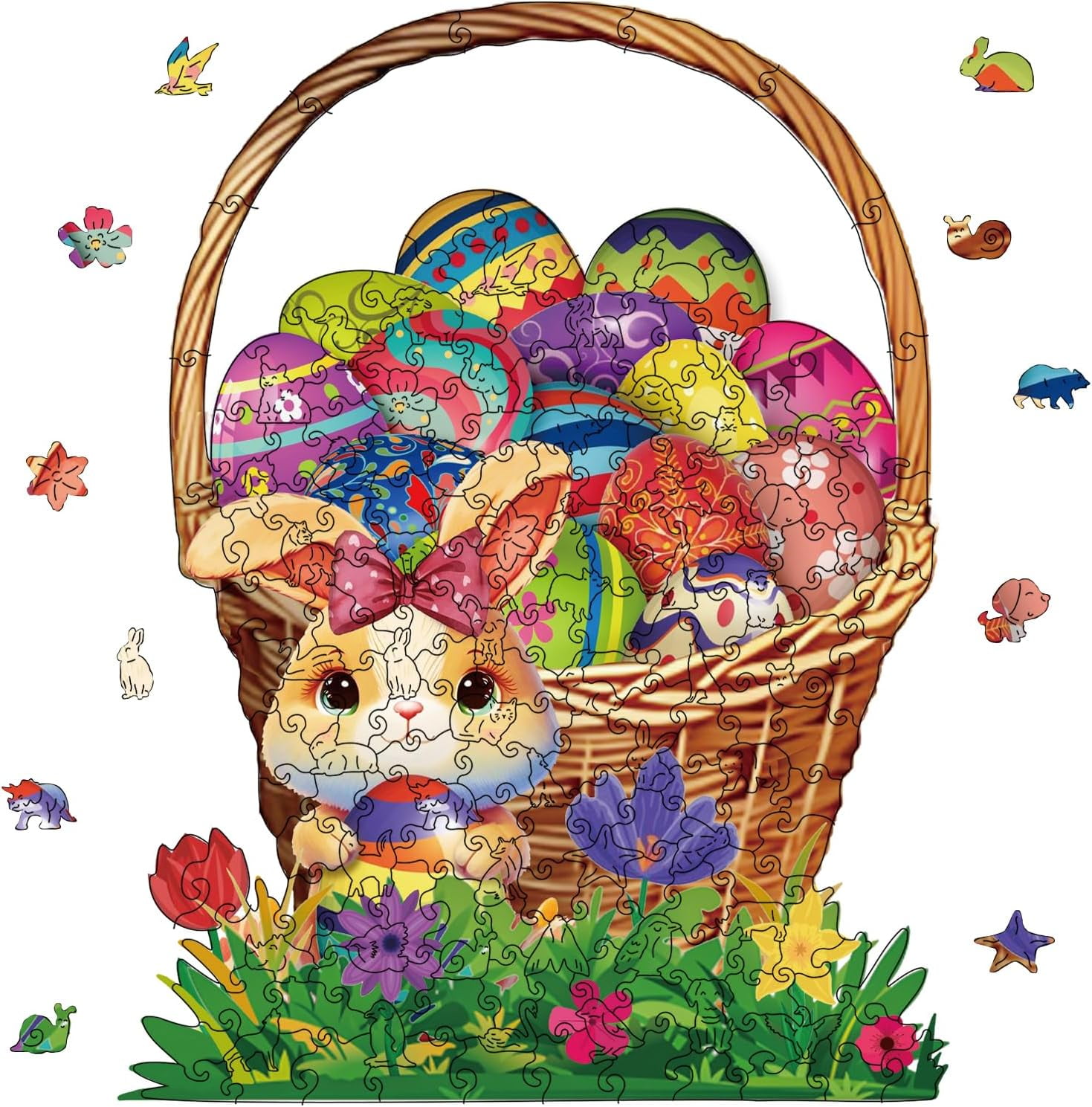 Easter Egg Wooden Jigsaw Puzzles for Adults Egg Basket Jigsaw Puzzles ...