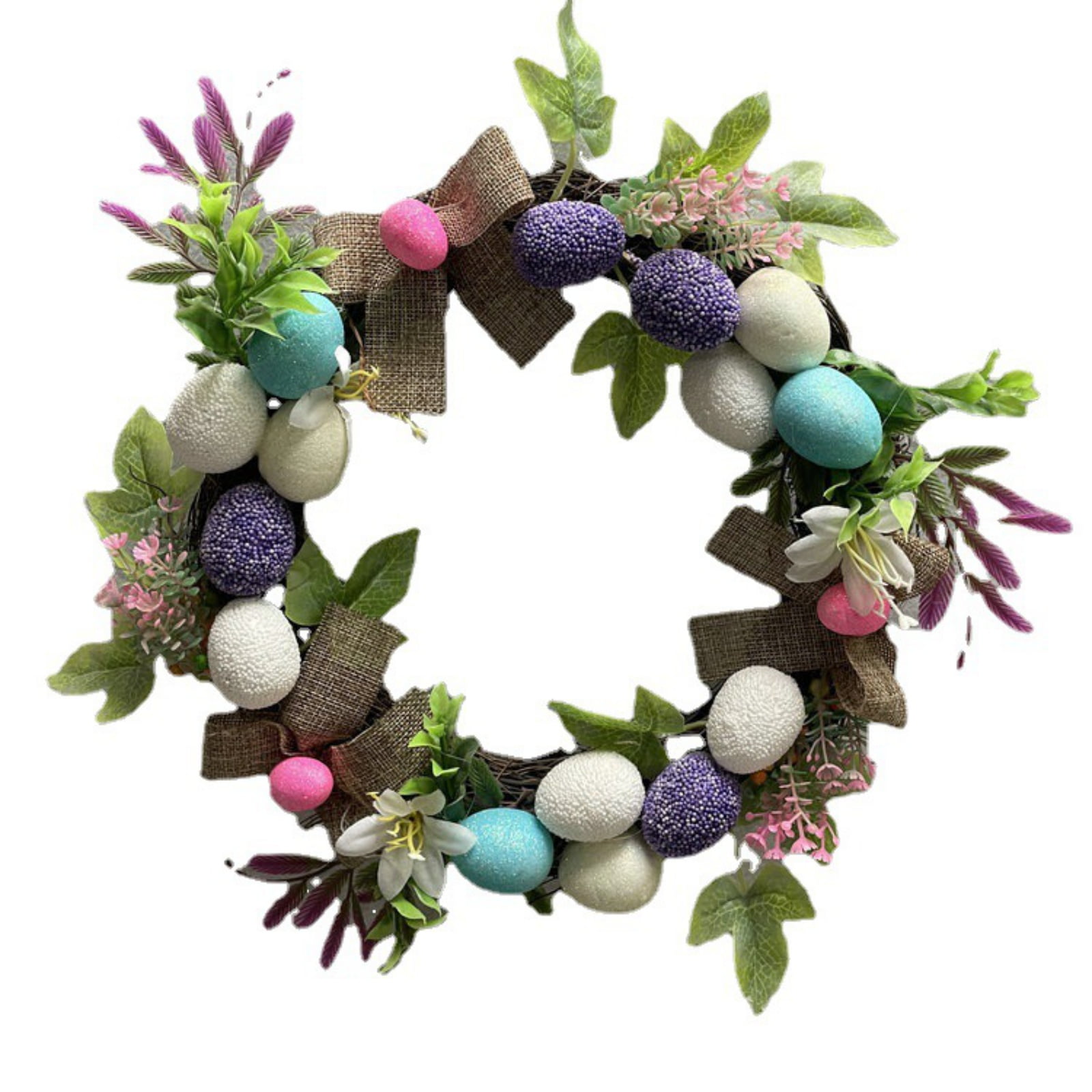 Easter Egg Wreath, 13Inch Artificial Easter Wreaths for Front Door ...