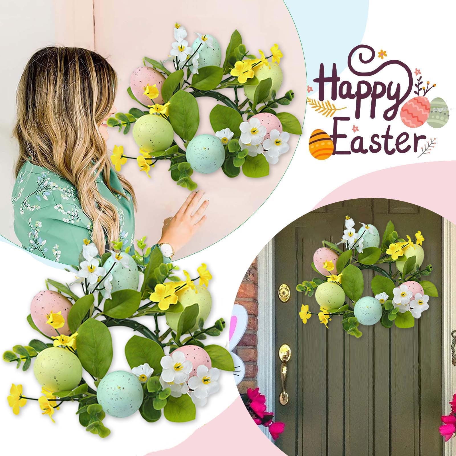 Easter Egg Wreath for Front Door Home Egg Decorative Candlestick Wreath ...