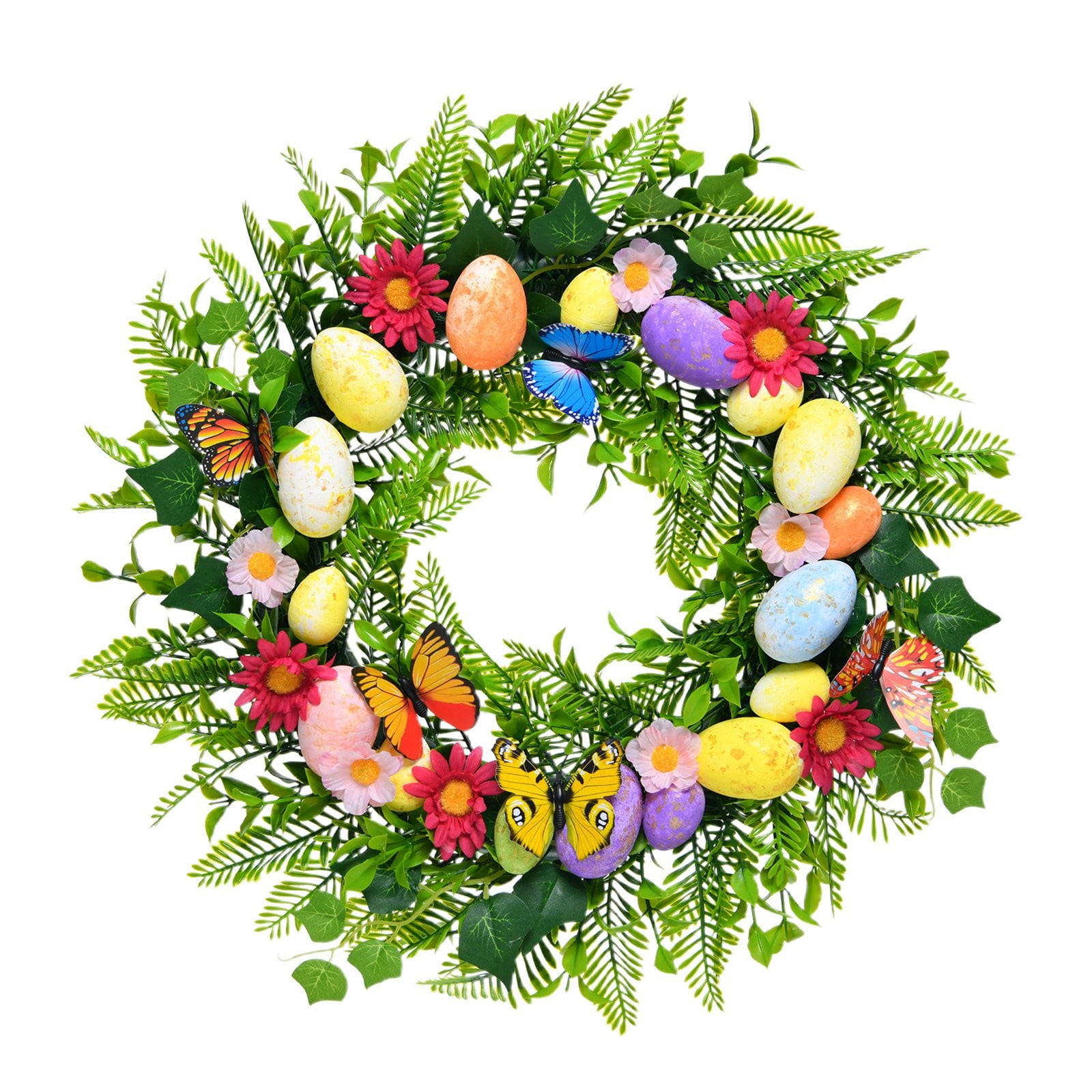 Easter Egg Wreath Rattan Wall Hanging Decoration for Spring Home Green Festive Atmosphere ...