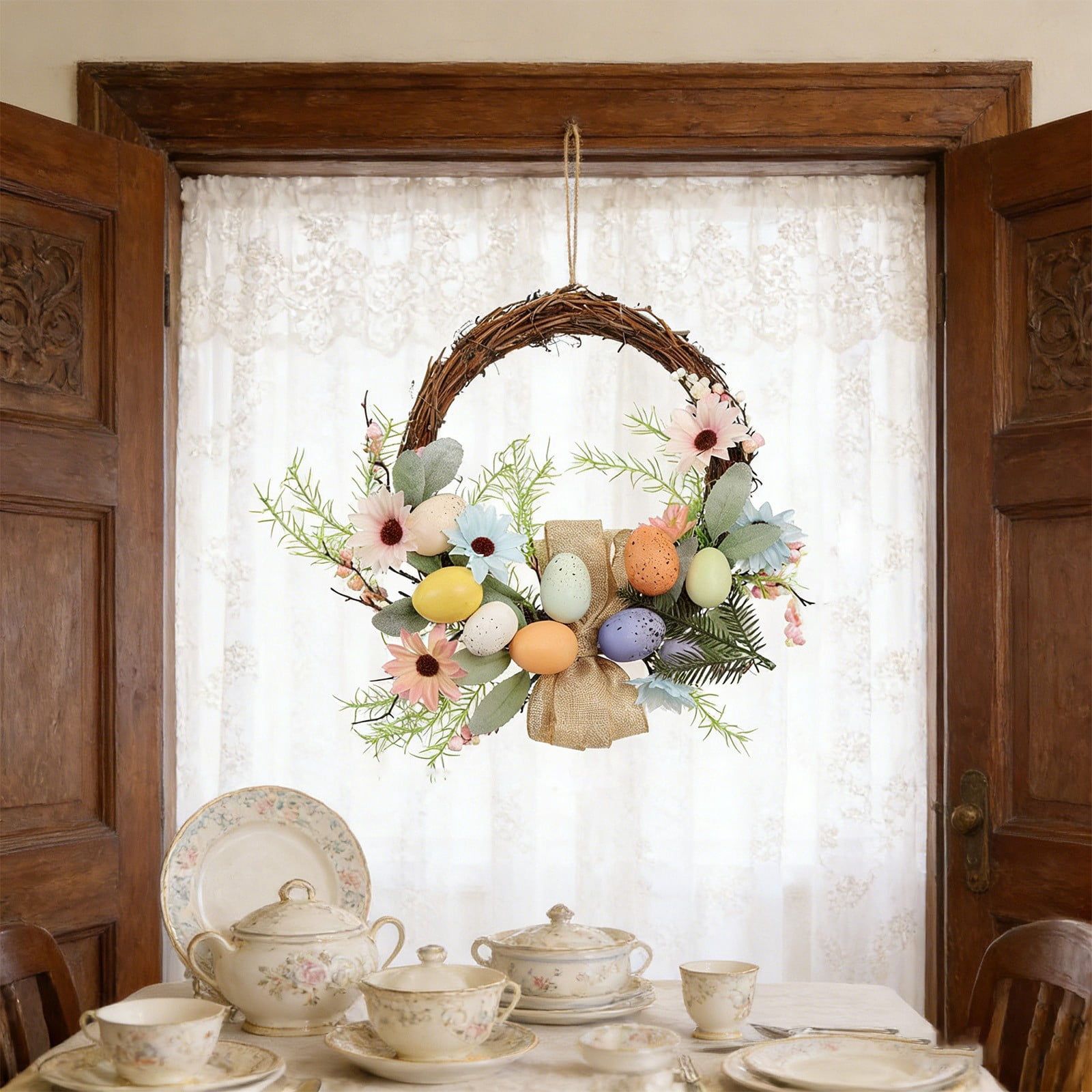 Easter Egg Wreath Simulation Home Party Scene Decoration Door Hanging ...
