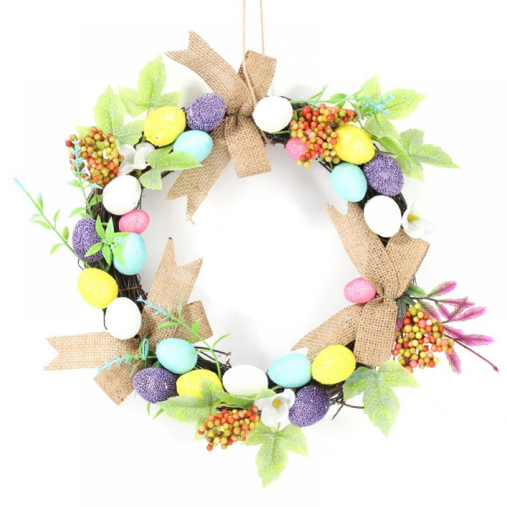Easter Egg Wreaths 11.81" Artificial Easter Wreath with Colorful Eggs ...