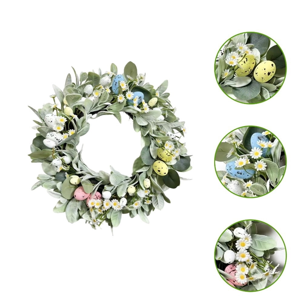 Easter Egg Wreaths 15.7'' for Front Door, Artificial Spring Egg Wreath ...