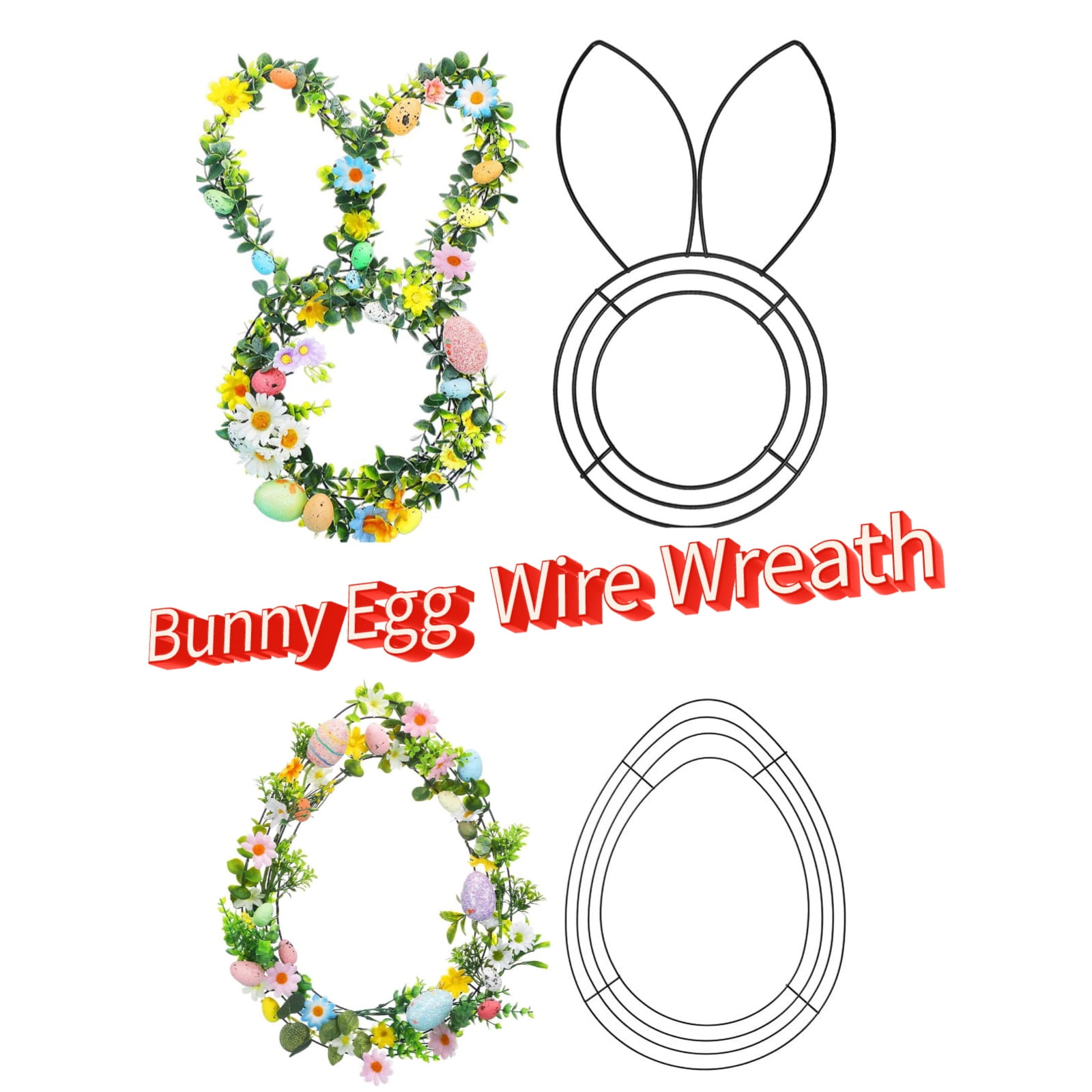 Easter Egg and Bunny Ears Metal Wire Wreath Frame Form for Easter DIY ...
