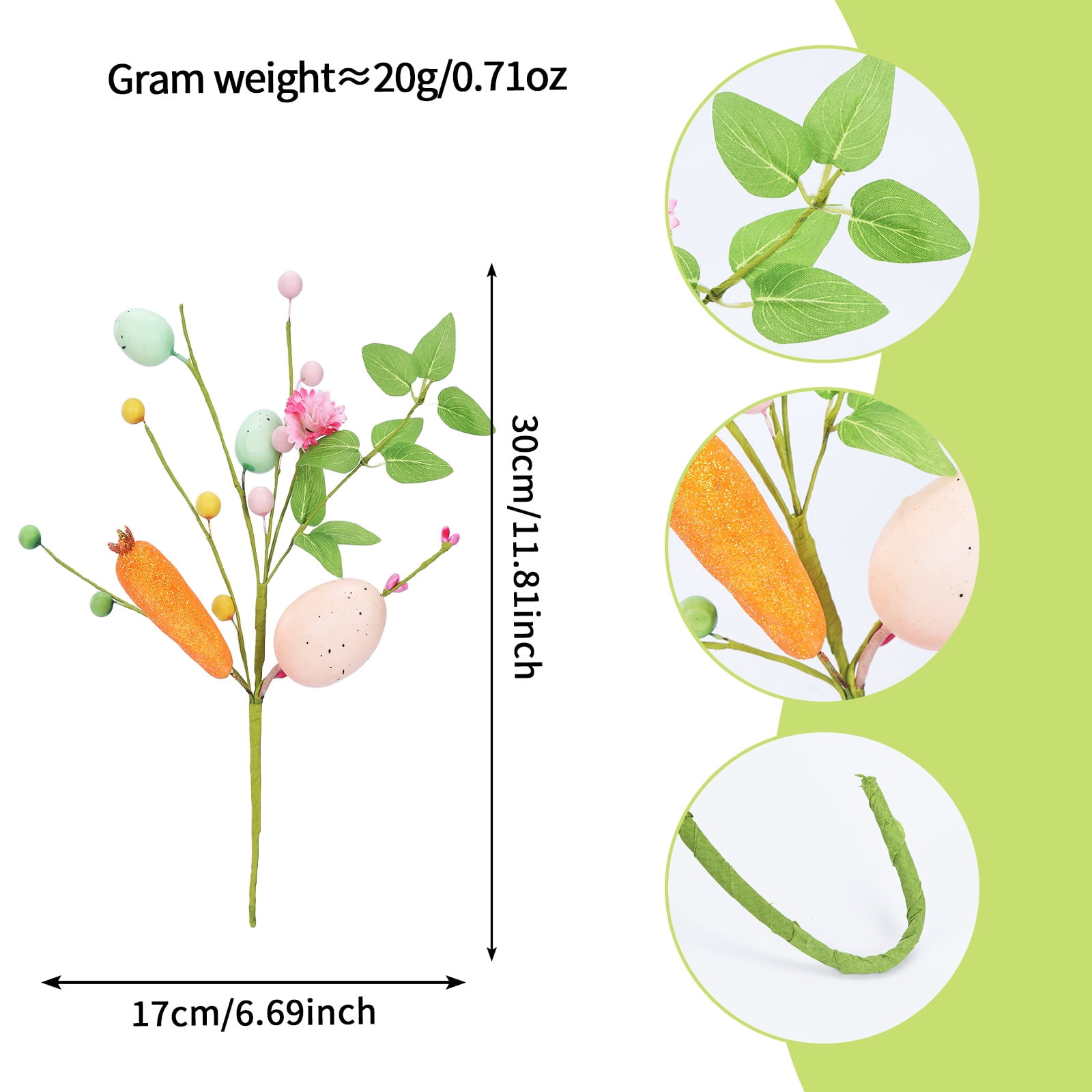 Easter Egg decorations, Artificial Greenery, 18 in Faux Pick, 1 Pc ...