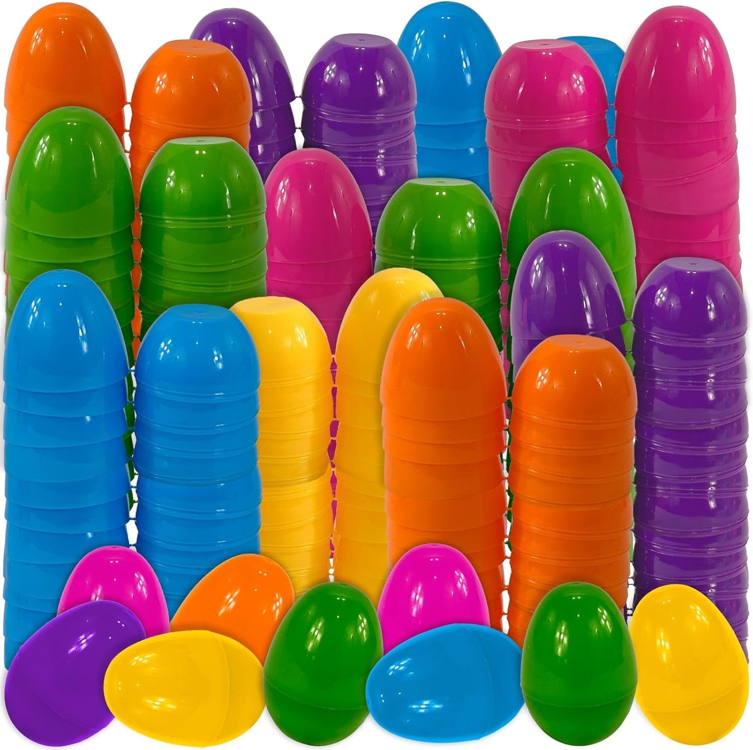 Easter Eggs 3” Large Plastic Eggs Empty And Fillable For Easter Egg Hunt, Halloween Party Favor ...