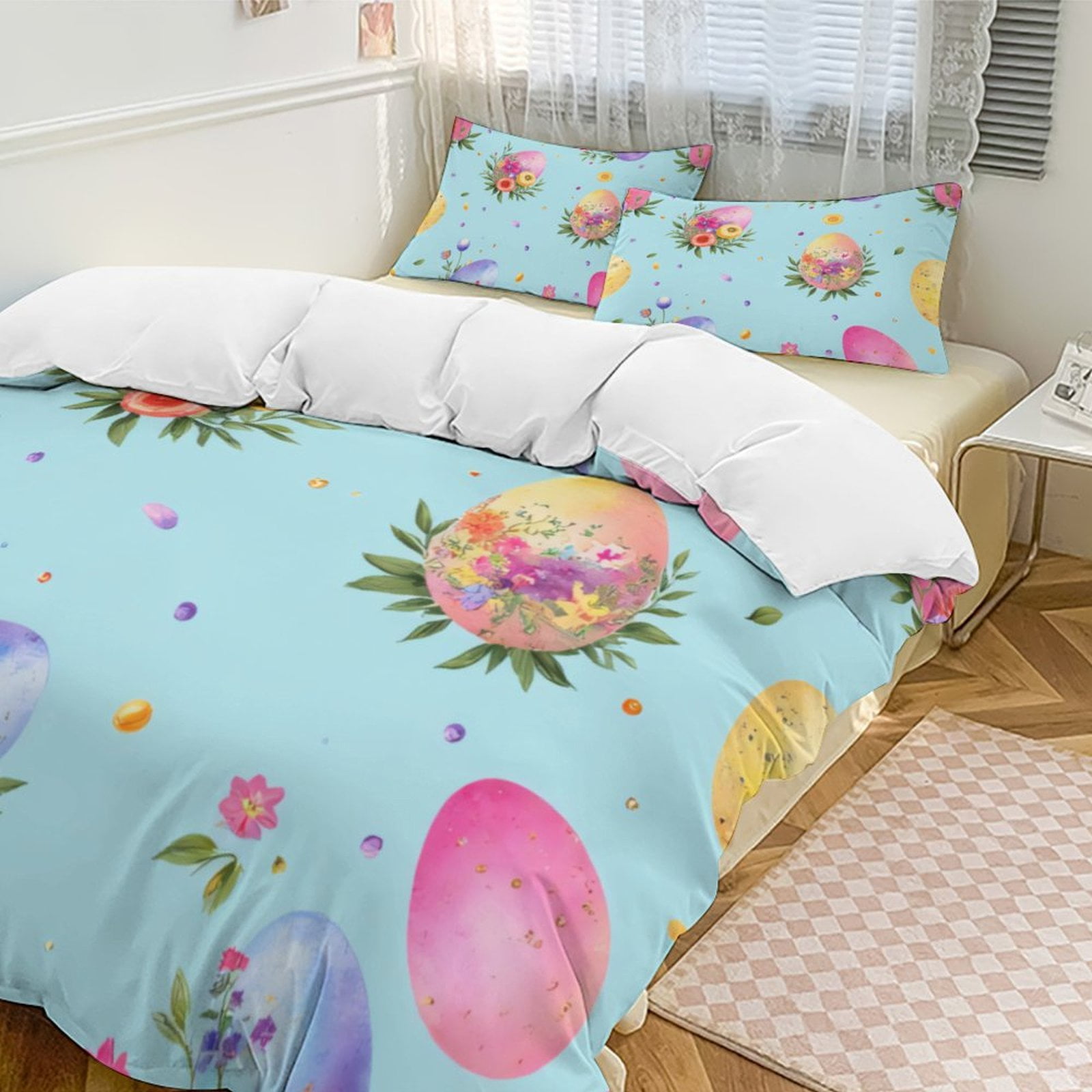 Easter Eggs And Spring Flowers Pattern Duvet Cover Set Themed ...