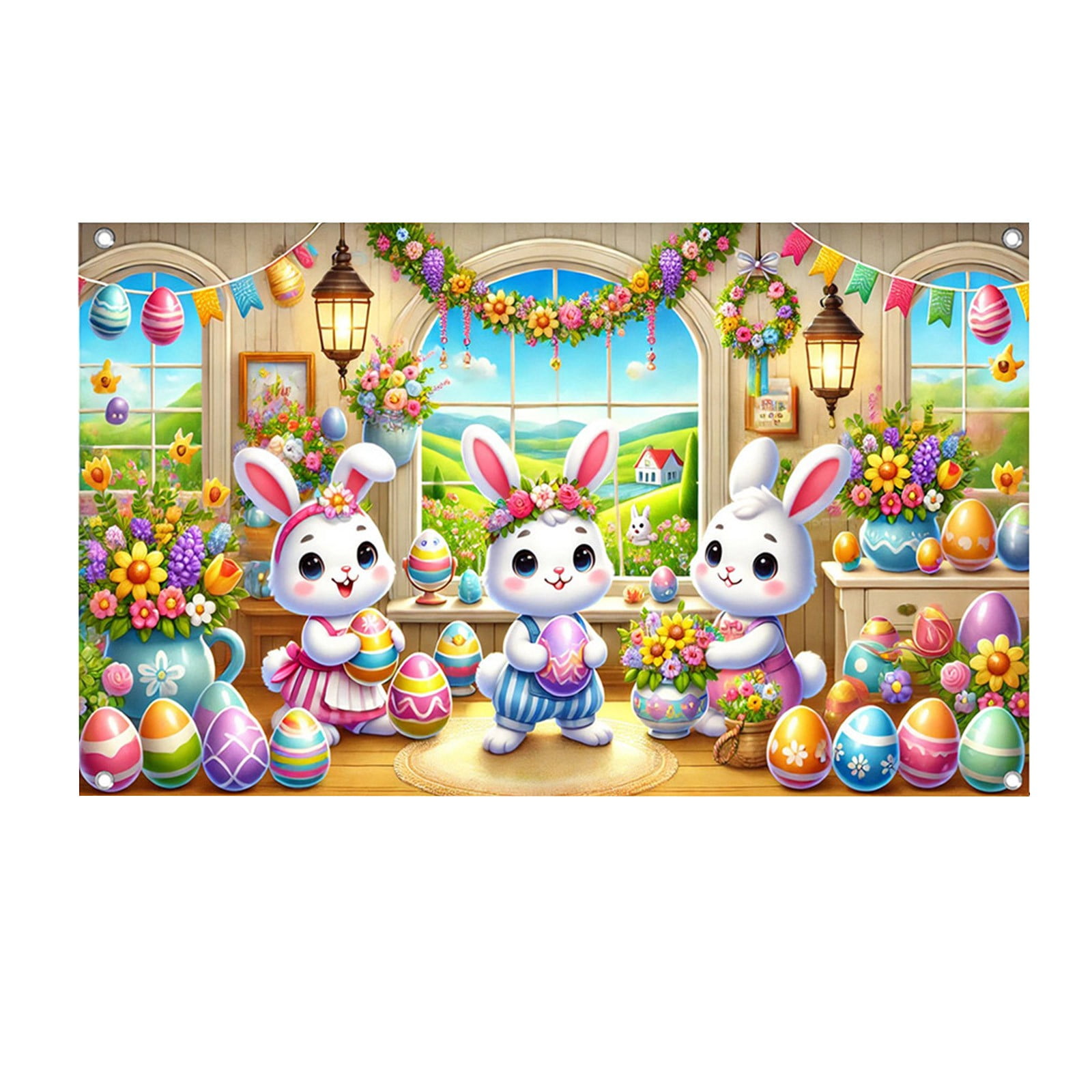 Easter Eggs Backdrop Banner Decor for Family Aldult Kids Festival ...
