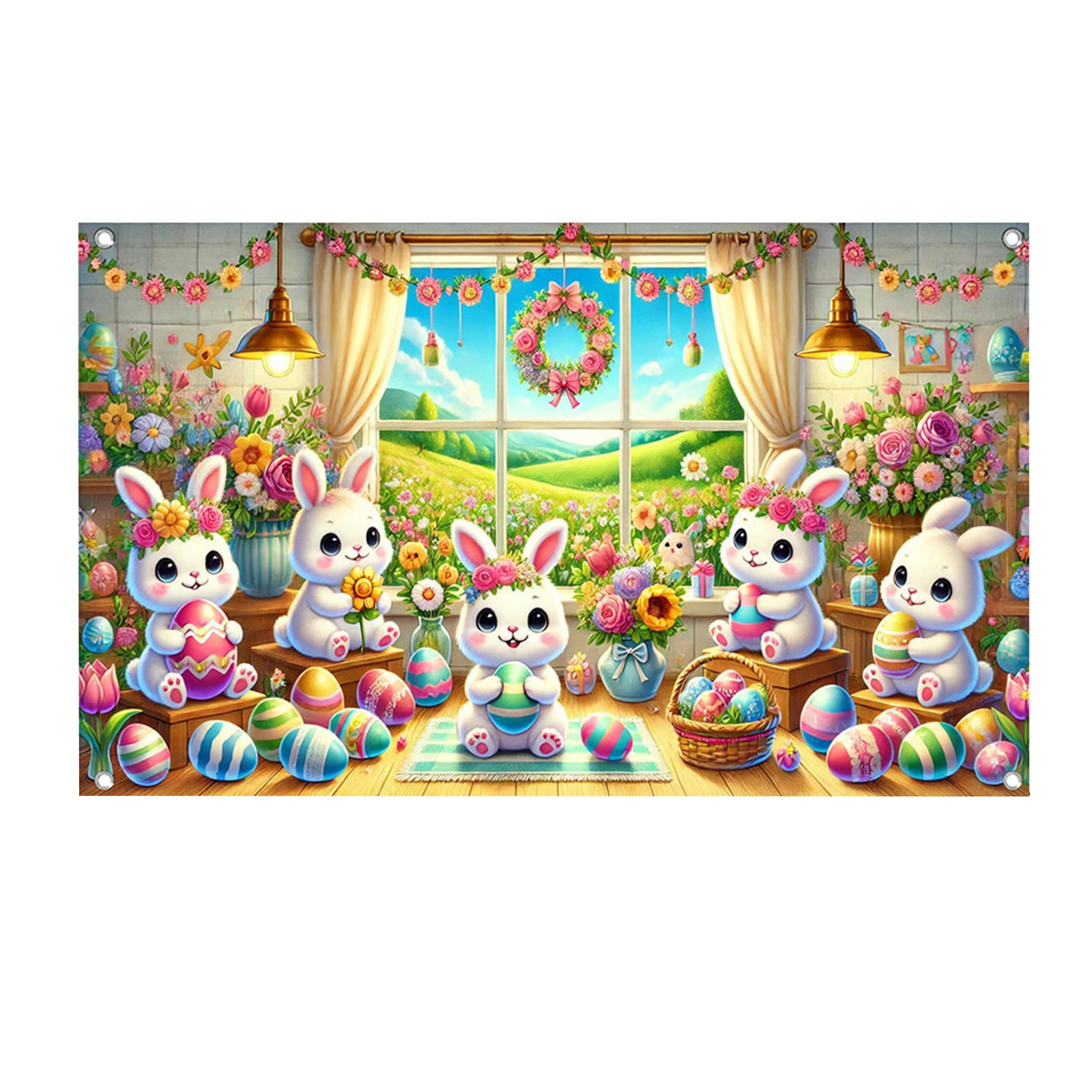 Easter Eggs Backdrop Banner Decor for Family Aldult Kids Festival ...
