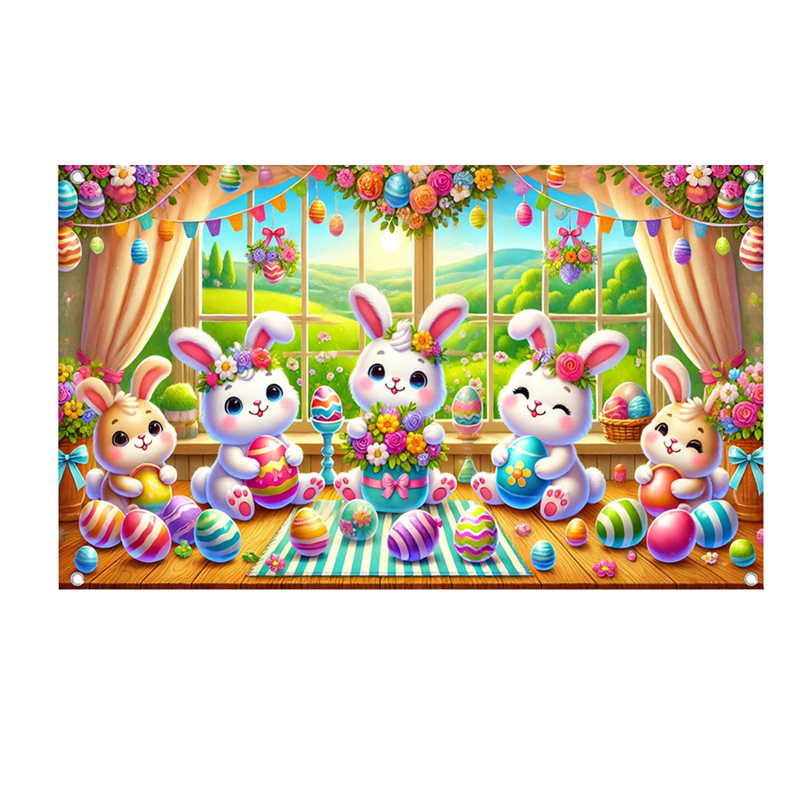 Easter Eggs Backdrop Banner Decor for Family Aldult Kids Festival ...