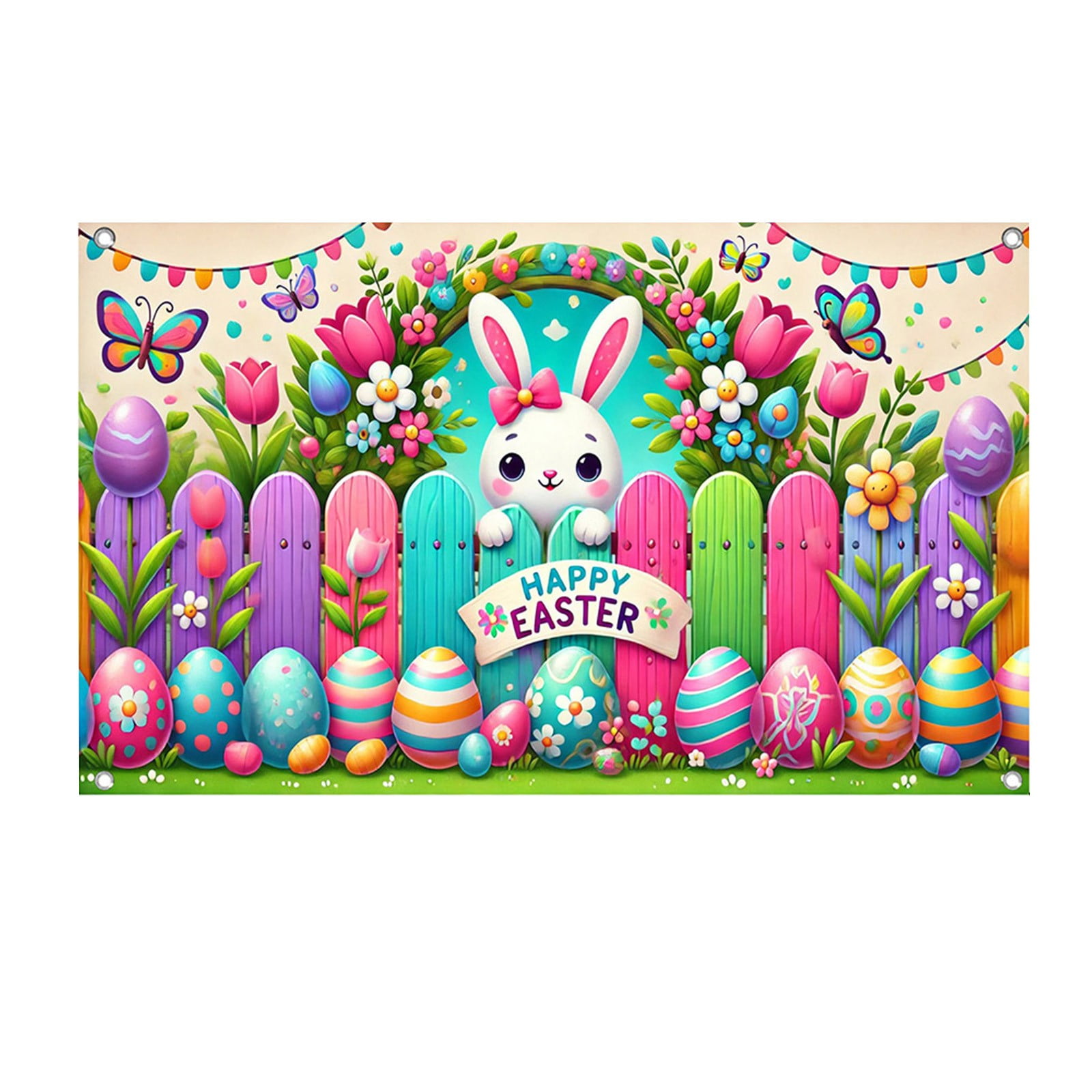 Easter Eggs Backdrop Banner Decor for Family Aldult Kids Festival ...