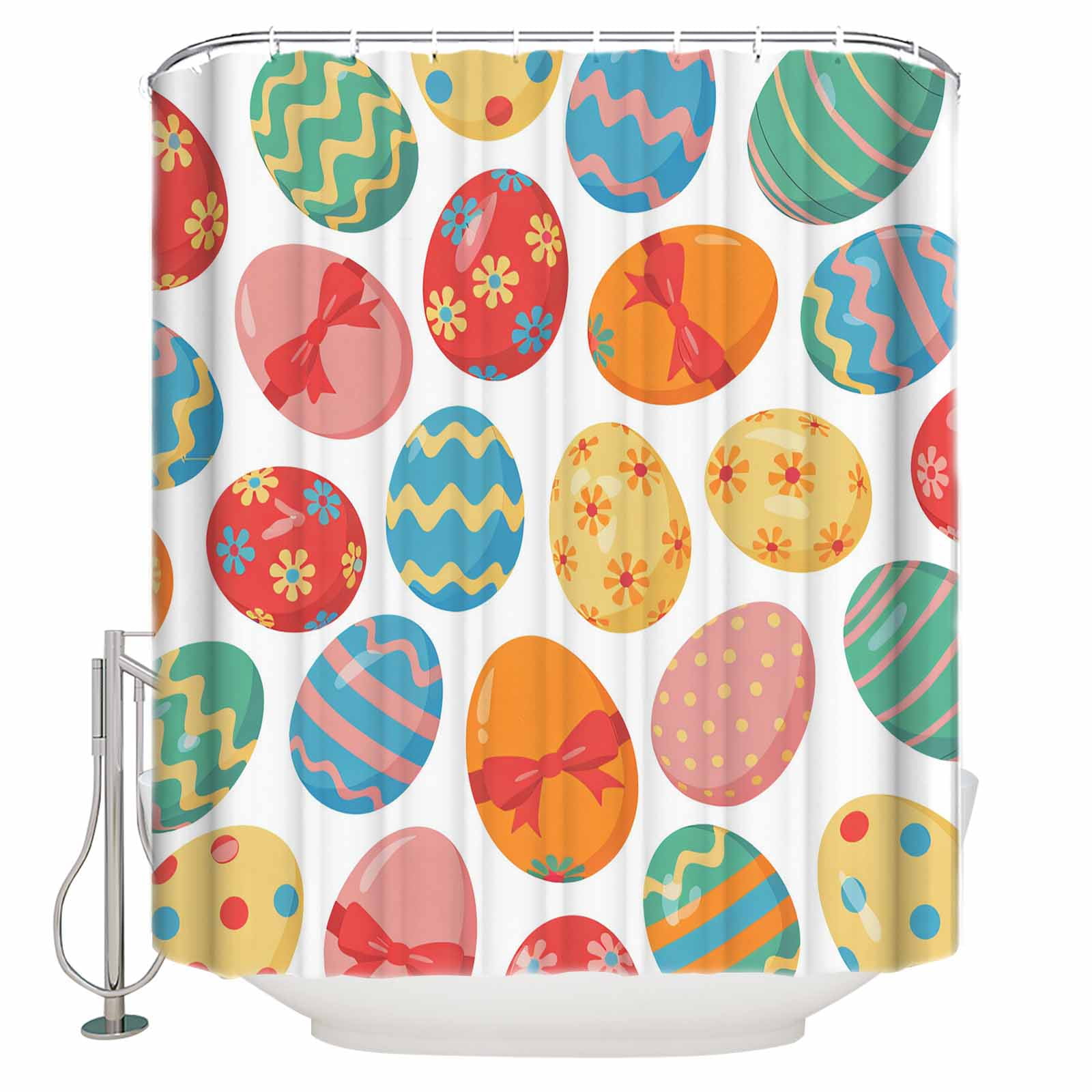 Easter Eggs Bathroom Shower Curtains with 12 Hooks Polyester Waterproof ...
