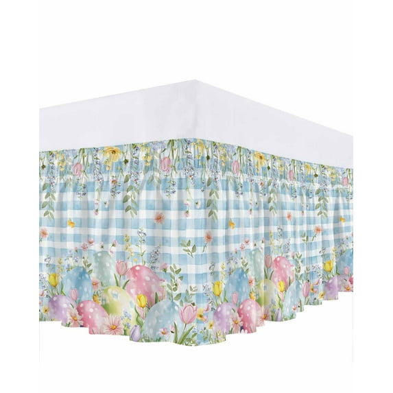 Easter Eggs Bed Skirt King Size 16 Inch Drop, Spring Colorful Eggs ...