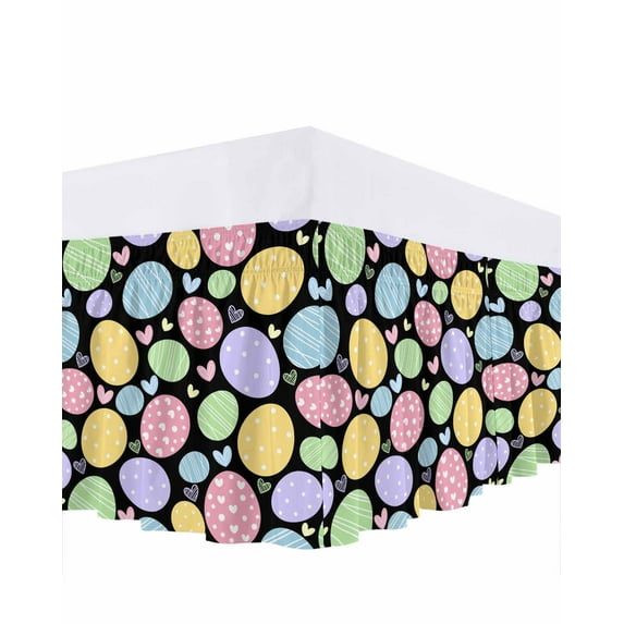 Easter Eggs Bed Skirt King Size 18 Inch Drop, Spring Cute Pink Yellow ...