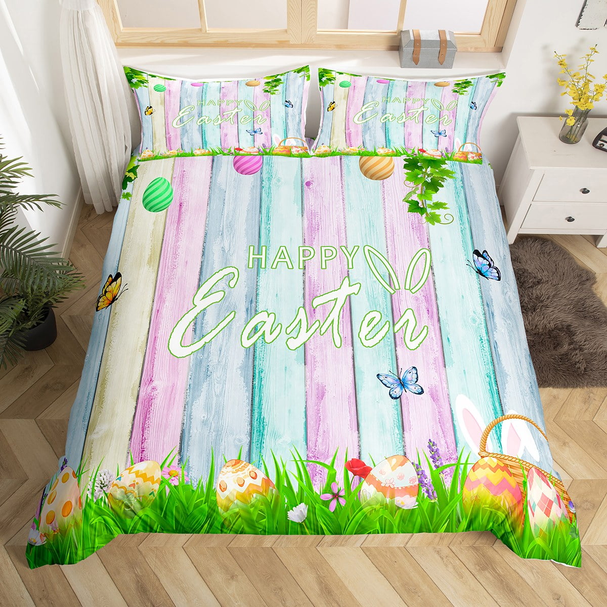 Easter Eggs Bedding Set 2 Piece Easter Decoration Duvet Cover Twin Size ...