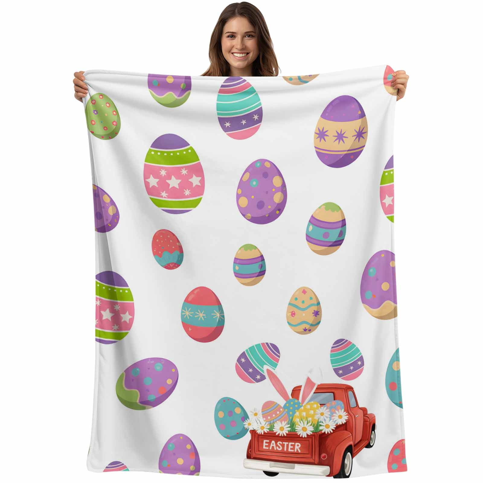 Easter Eggs Blanket Soft Cozy Warm Throw Blanket for Couch, Plush Fuzzy ...