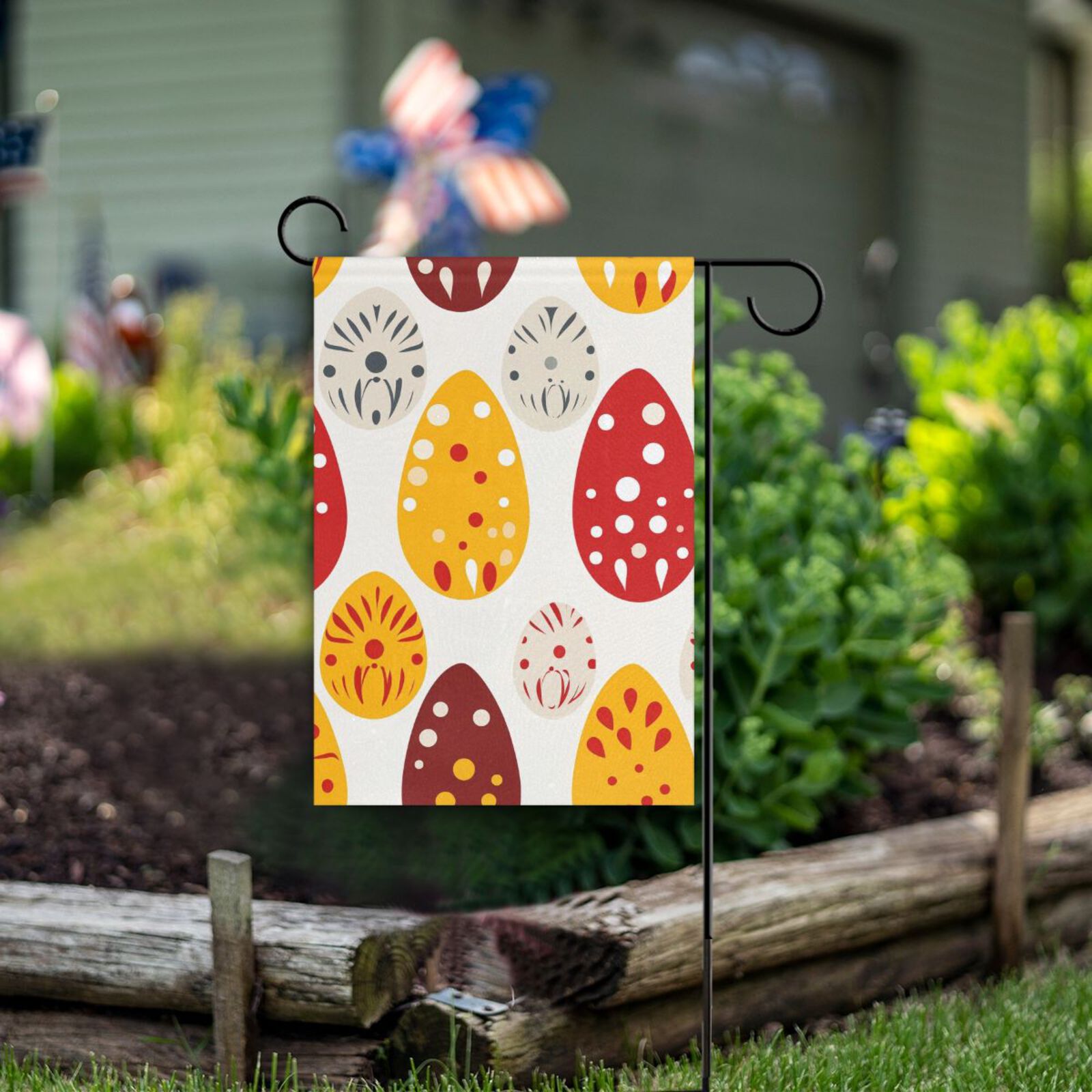 Easter Eggs Bohomia Garden Flag Double Sided Outdoor Banners for ...