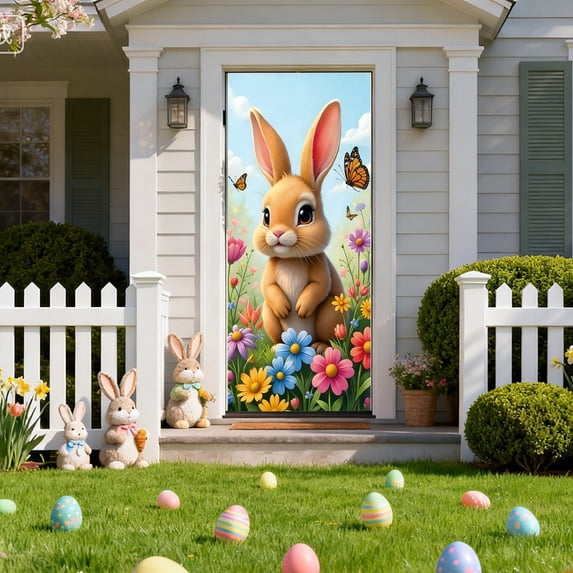 Easter Eggs Bunny Door Cover Decoration, Spring Door Covers Decorative ...