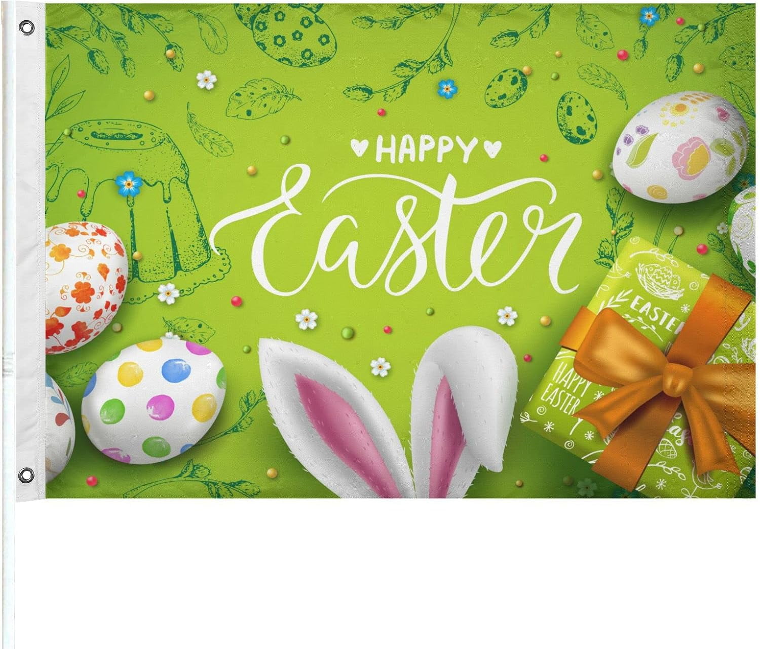 Easter Eggs Bunny Ears Flag Outdoor Garden Flag for Outside Funny Flags ...