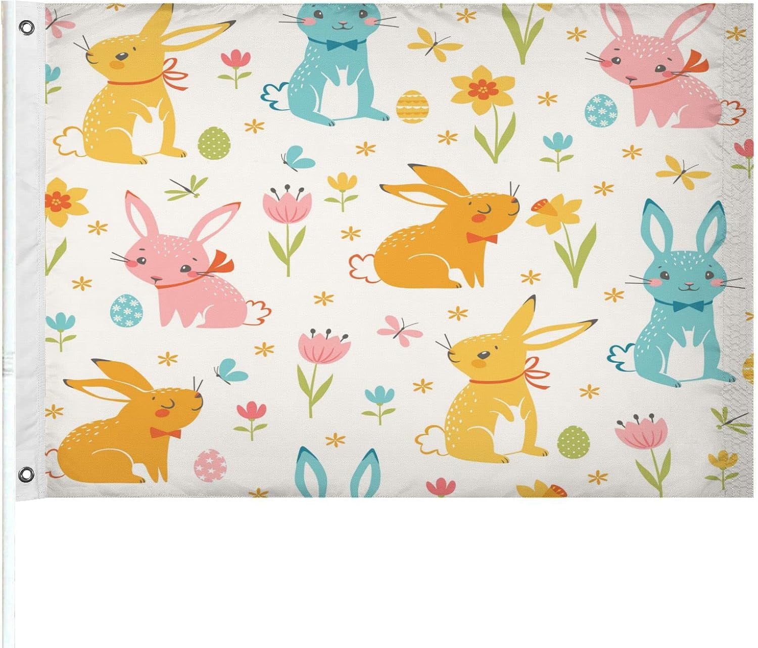 Easter Eggs Bunny Flag Outdoor Garden Flag for Outside Funny Flags with ...