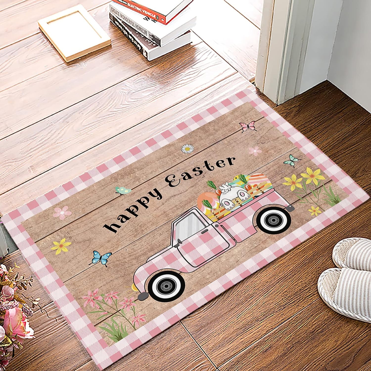 Easter Eggs Bunny Pink TruckBathroom Shower Mat Doormat Non Slip,Floor ...