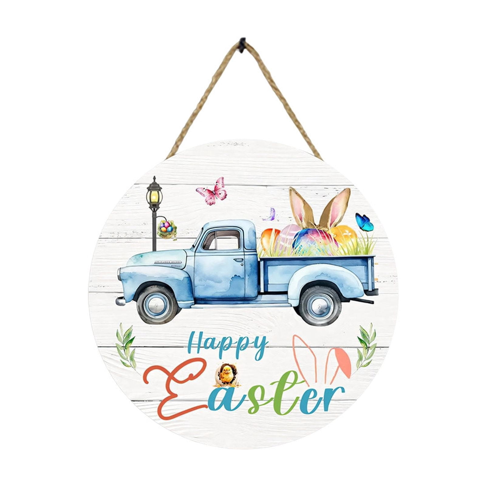 Easter Eggs Bunny Wooden Hanging Sign Decoration Holiday Door Sign ...