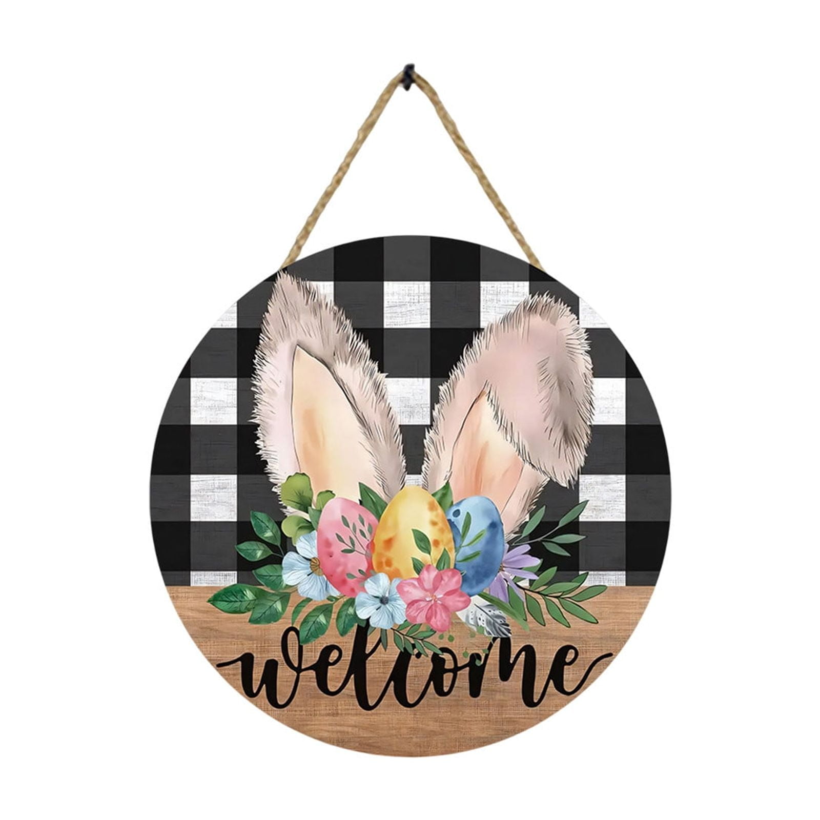 Easter Eggs Bunny Wooden Hanging Sign Decoration Holiday Door Sign ...