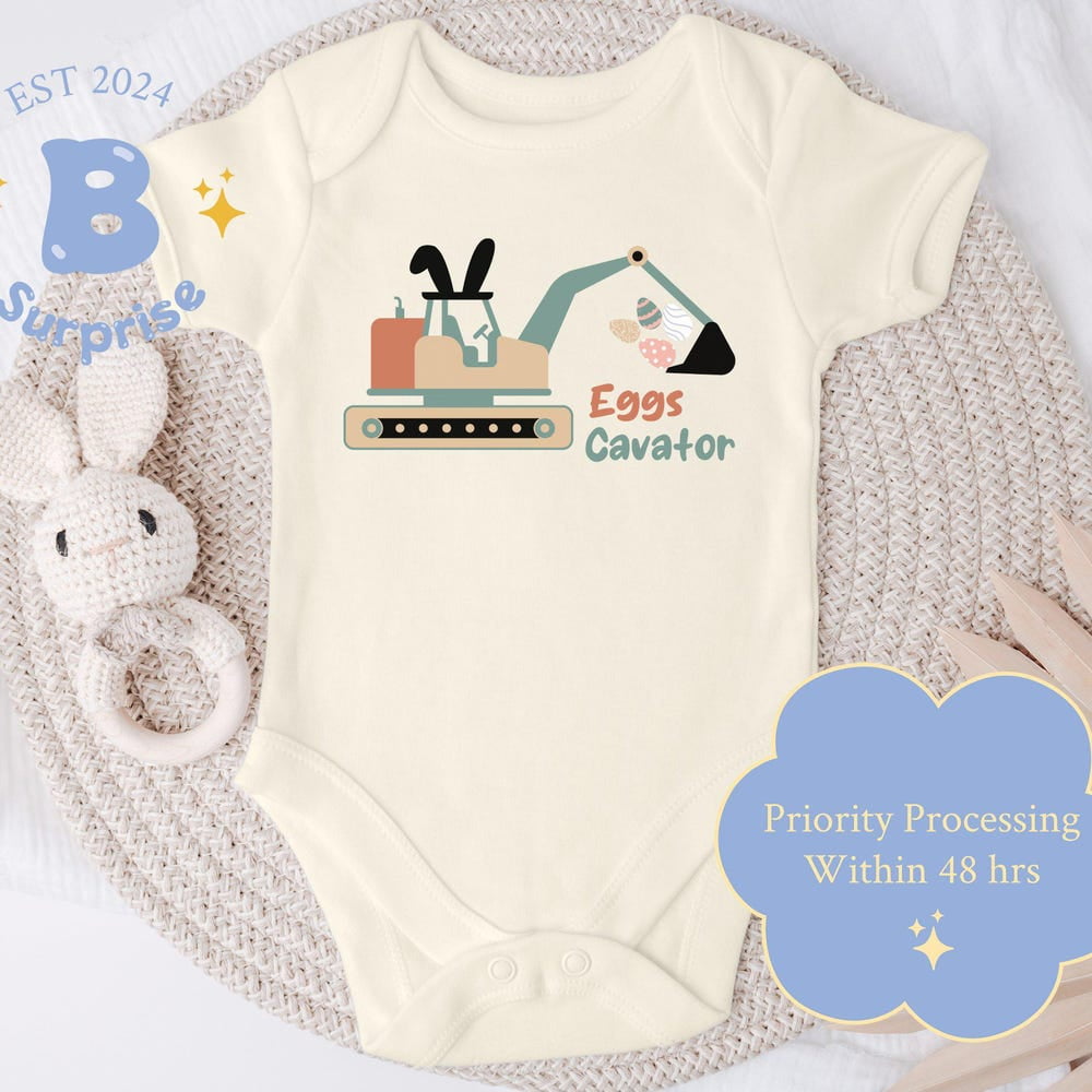 Easter Eggs Cavator Infant Onesie, Bunny Digger Baby Bodysuit, Cute ...