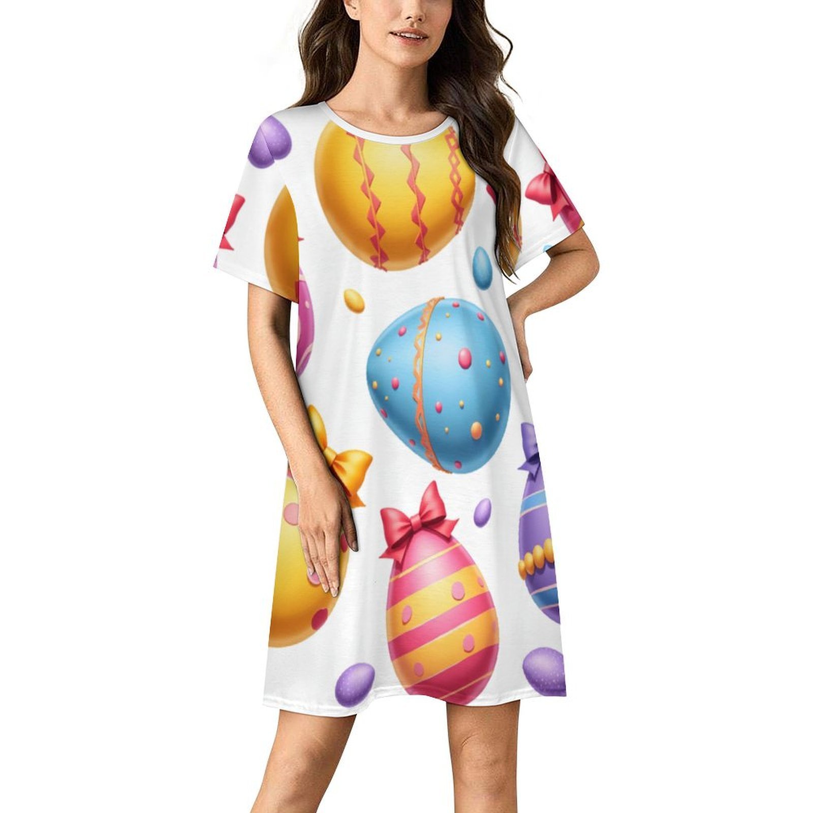 Easter Eggs Colorful And Festive Women Nightgown Sleepwear Short ...