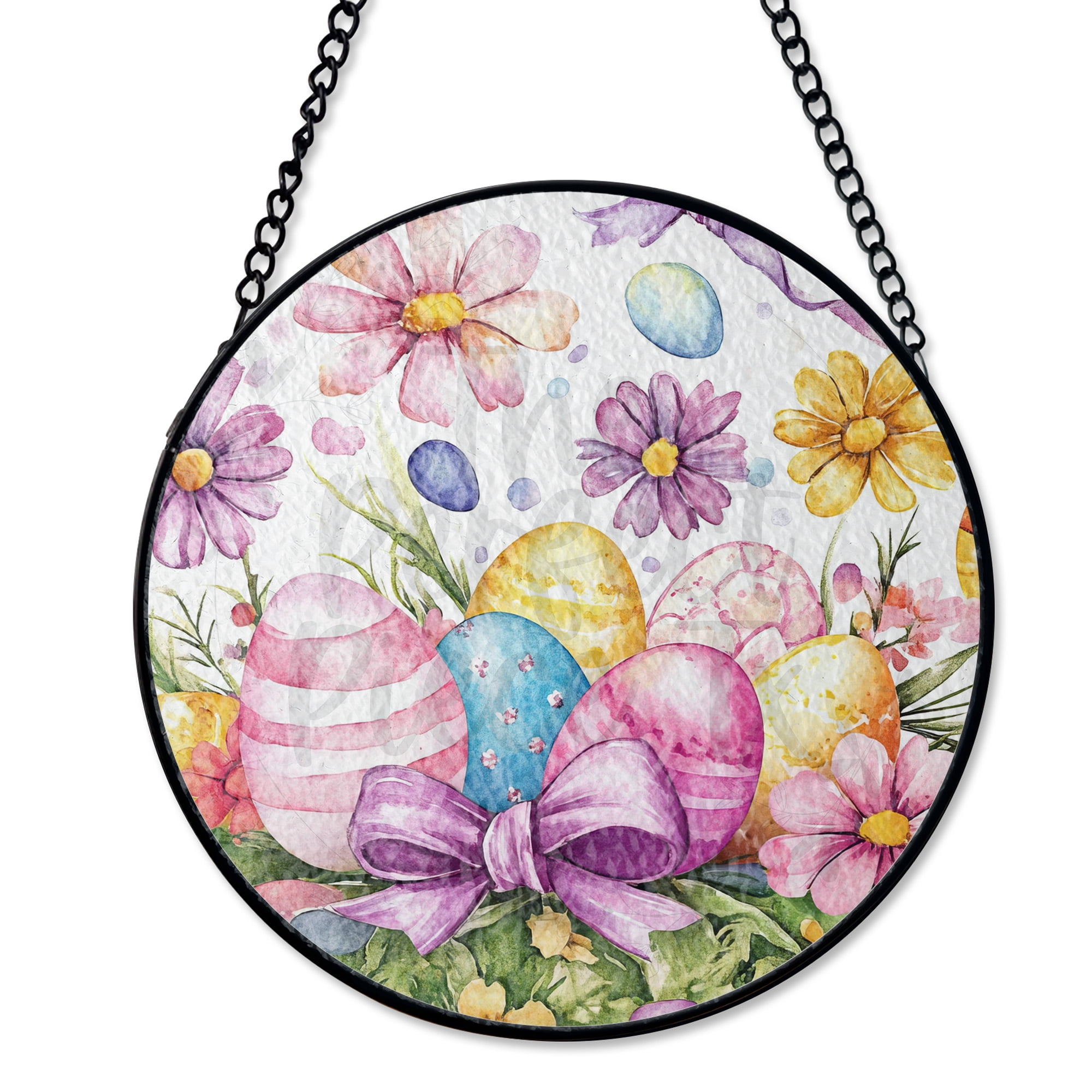 Easter Eggs Colorful Stained Glass Suncatcher UV Printed Glass Festive ...