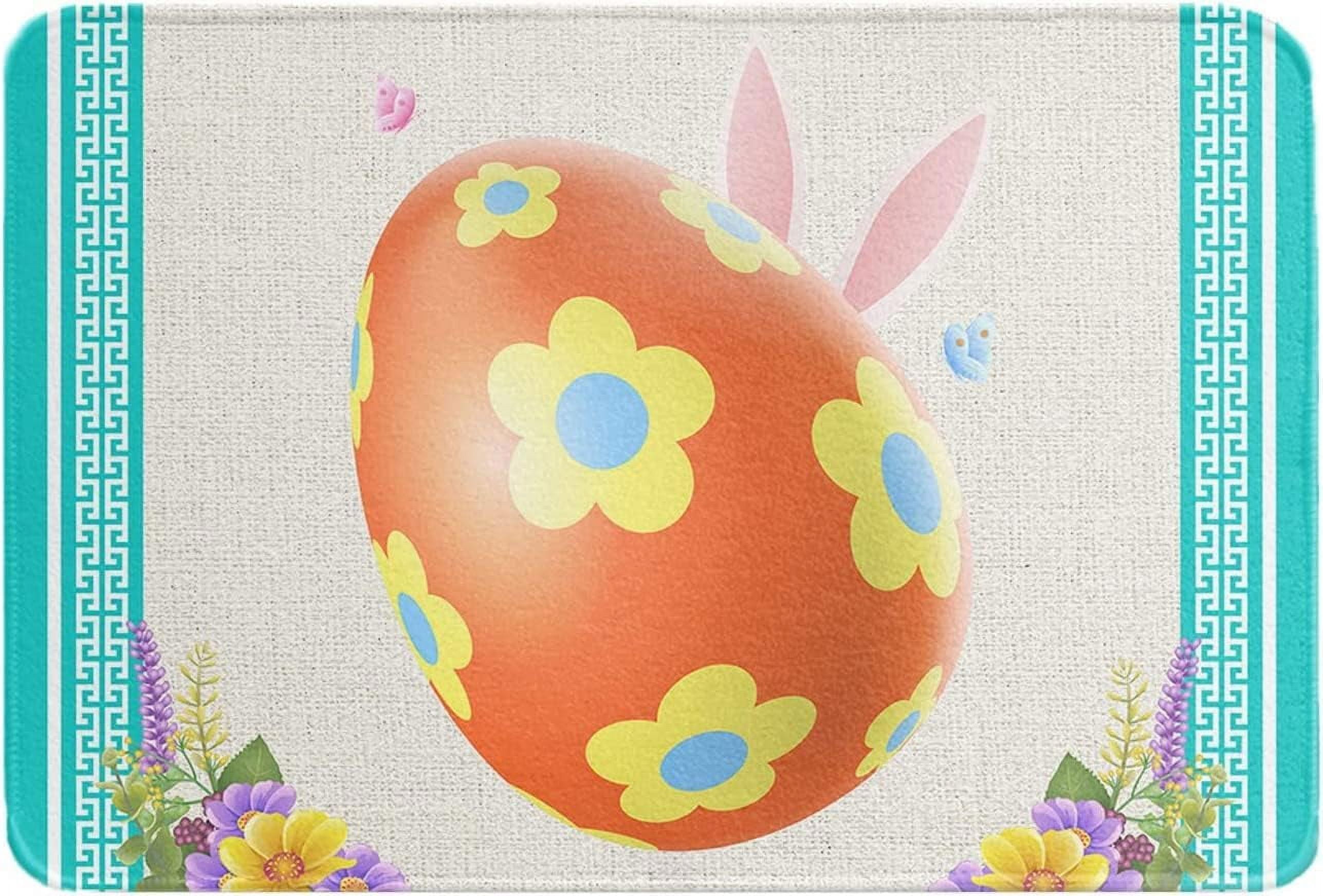 Easter Eggs Doormat Absorbent Floor Mats, Spring Floral Botanical Bunnt ...