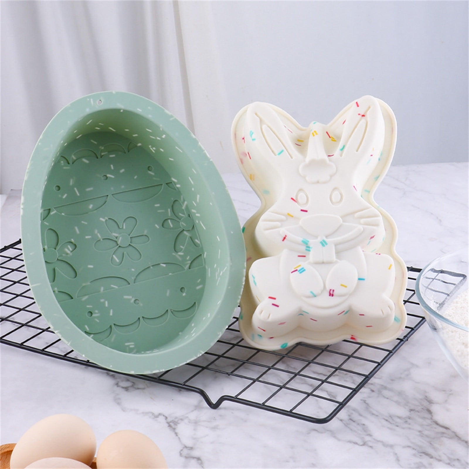 Easter Eggs Filled with Candy, 2PC Easter Silicone Mold Cake Diy Color ...