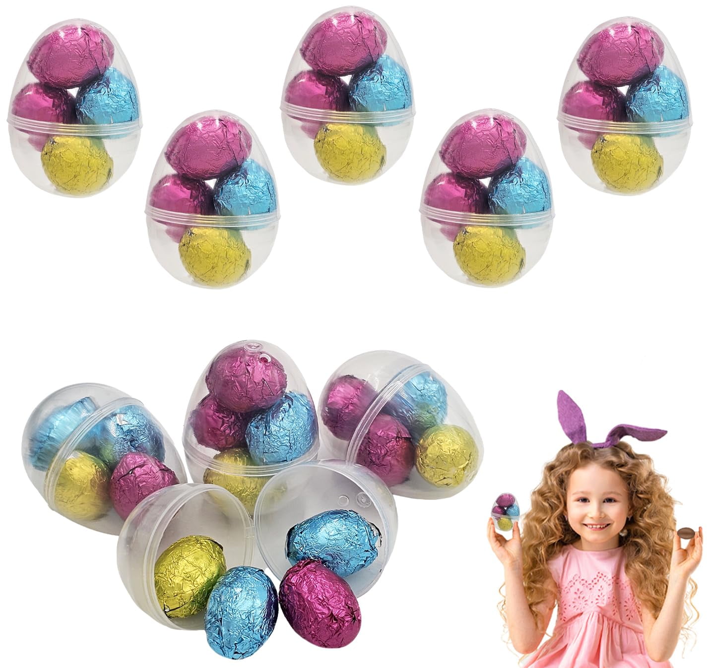 Easter Eggs Filled with Chocolate Eggs, Multicolored Wrapped Milk ...